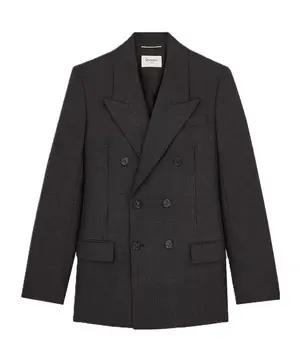 Saint Laurent Double-breasted Jacket In Felted Wool Gabardine