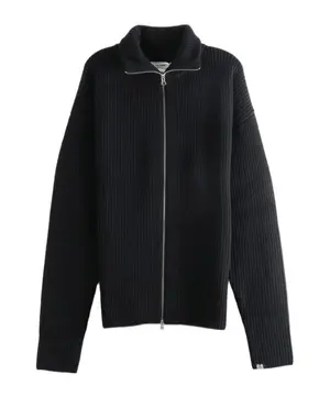 Extreme Cashmere Long-sleeve Zip-up Cardigan - Raven