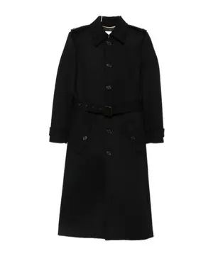 Saint Laurent Belted Single-breasted Coat - Black