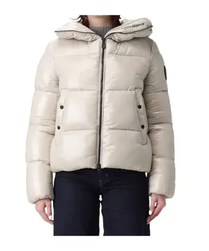 SAVE THE DUCK Hooded Zip-up Puffer Jacket - Nude