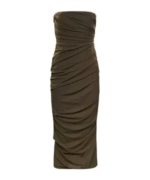 Alex Perry Strapless Draped Midi Dress - No