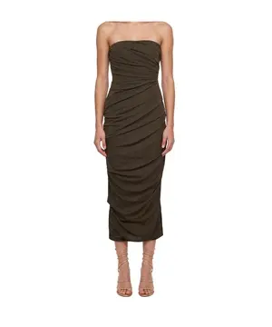 Alex Perry Strapless Draped Midi Dress - No