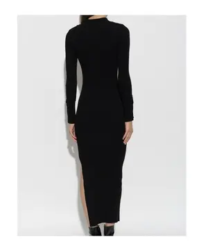 COURREGES Ribbed Long-sleeved Midi Dress With Side Slits