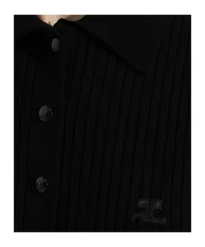 COURREGES Ribbed Long-sleeved Midi Dress With Side Slits