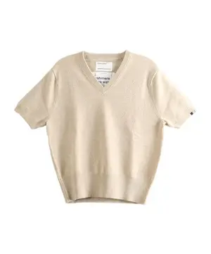 Extreme Cashmere Short-sleeved V-neck Sweater - Latte