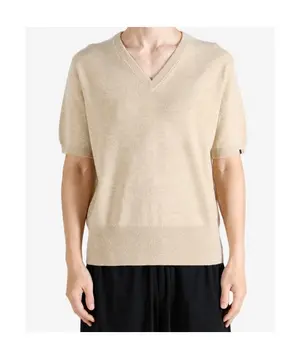 Extreme Cashmere Short-sleeved V-neck Sweater