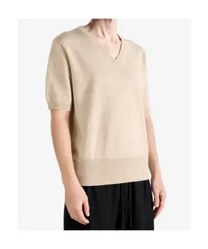 Extreme Cashmere Short-sleeved V-neck Sweater