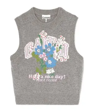 GANNI Ganni Floral Jacquard Knitted Vest Paloma