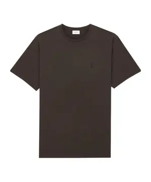 Saint Laurent Cassandre T-shirt In Silk And Cotton - Ebene