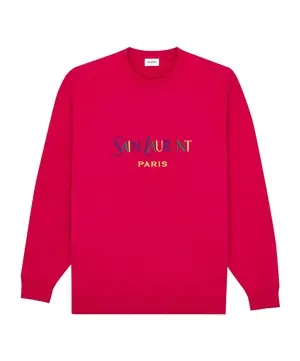 Saint Laurent Embroidered Crewneck Sweatshirt - Rouge/multicolor