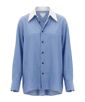 Bottega Veneta Collared Long-sleeved Shirt - Blue