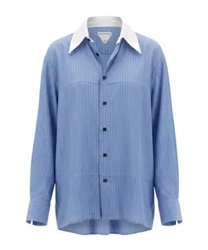 Bottega Veneta Long-sleeved Collared Shirt - Blue