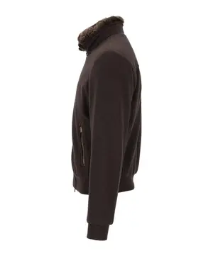 MOORER High-neck Zip Jacket With Fur Trim