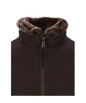 MOORER High-neck Zip Jacket With Fur Trim