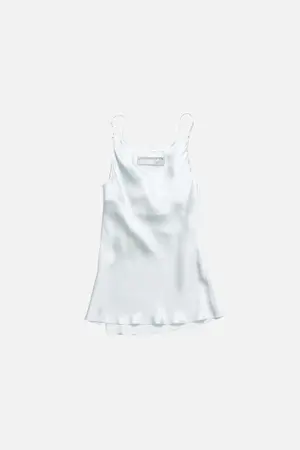 Acne Studios Shiny Satin Tank Top With Adjustable Straps And Side Slit - White