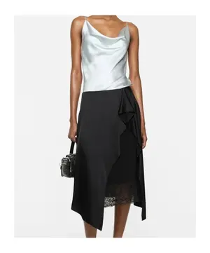 Acne Studios Shiny Satin Tank Top With Adjustable Straps And Side Slit - White