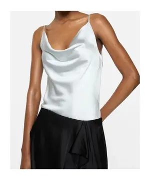 Acne Studios Shiny Satin Tank Top With Adjustable Straps And Side Slit - White