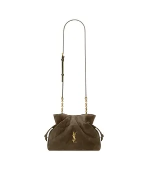 Saint Laurent Jamie Shoulder Pouch In Suede - Light Musk