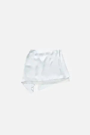 Acne Studios Asymmetrical Ruffled Satin Skirt With Lace Underlay - Ice-blue