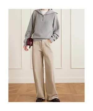 THE ELDER STATESMAN Runyon Ribbed Cashmere Half-zip Sweater - Silver