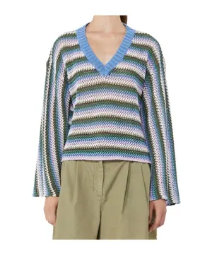 Max Mara Striped V-neck Sweater - Multicolor