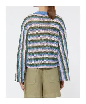 Max Mara Striped V-neck Sweater