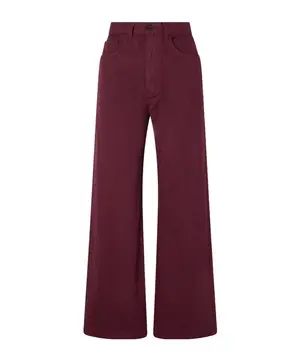 THE ELDER STATESMAN Herringbone Cotton Wide-leg Pants - Wine Red