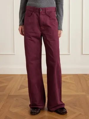 THE ELDER STATESMAN Herringbone Cotton Wide-leg Pants