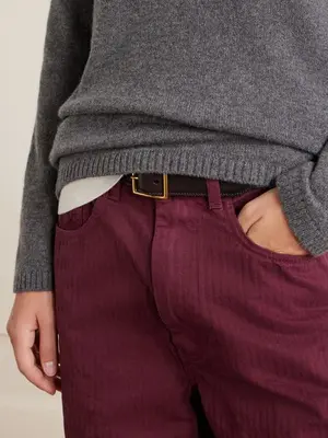 THE ELDER STATESMAN Herringbone Cotton Wide-leg Pants