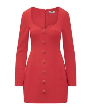 Rebecca Vallance Cameron Buttoned Mini Dress - Red
