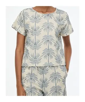 IBLUES Embroidered Palm Print Blouse