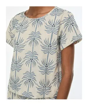 IBLUES Embroidered Palm Print Blouse