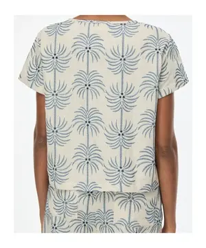 IBLUES Embroidered Palm Print Blouse