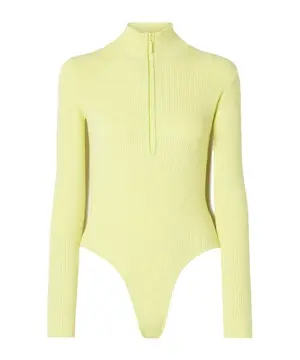 Cordova Ribbed High-neck Quarter-zip Romper