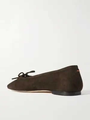AeydĒ Delfina Suede Ballet Flats With Bow Embellishments