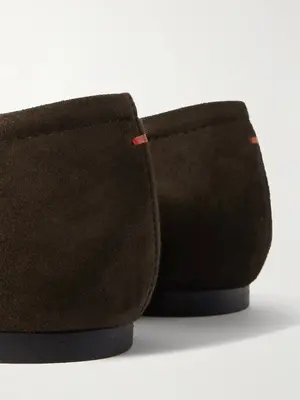AeydĒ Delfina Suede Ballet Flats With Bow Embellishments
