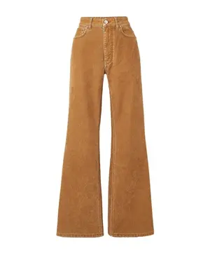 Rabanne Contrast Stitching High-waisted Flared Trousers - Camel