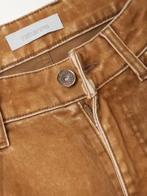 Rabanne Contrast Stitching High-waisted Flared Trousers - Camel