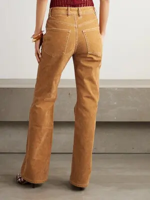Rabanne Contrast Stitching High-waisted Flared Trousers - Camel