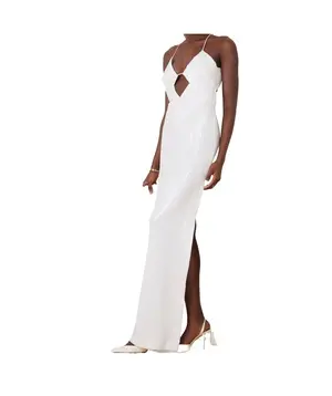 Galvan Kite Long Dress With Openwork Sequins - Off White