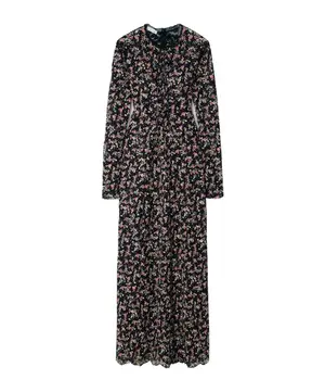 Rabanne Pleated Embroidered Lace Maxi Dress
