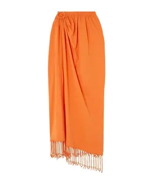 Rabanne Pleated Midi Skirt With Fringe And Embellishments