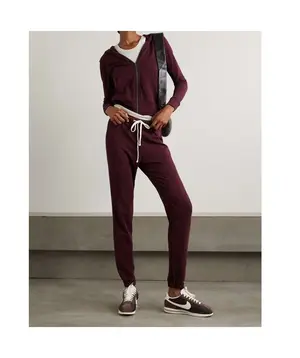 JAMES PERSE Zip Up Hooded Sweatshirt Jacket - Burgundy