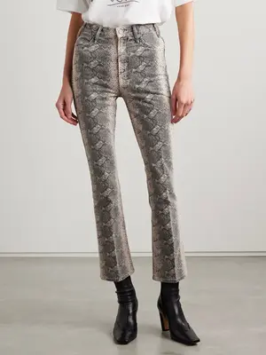 MOTHER Hustler Snakeskin Flared Jeans