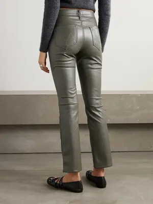 MOTHER Insider Flood Faux Leather Cropped Flared Pants