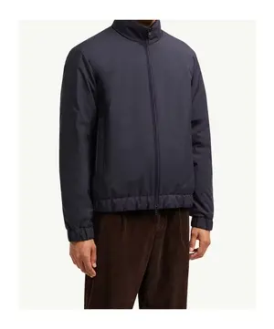 Moncler Luserna Short Down Jacket With Stand Collar - Navy Blue