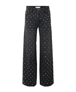 MOTHER Smoothie Sneak Studded Wide-leg Jeans - Black