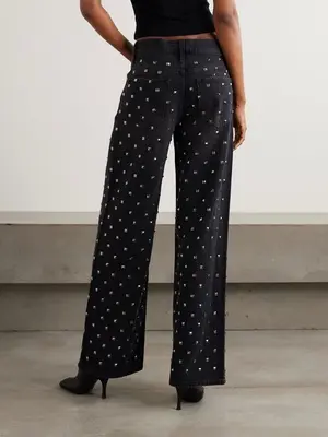 MOTHER Smoothie Sneak Studded Wide-leg Jeans
