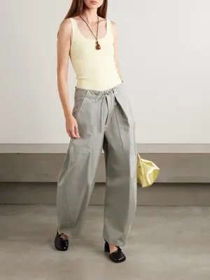 KALLMEYER Pleated Cotton-blend Twill Wide-leg Trousers