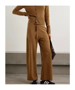 Le Kasha Suria Organic Cashmere Wide-leg Pants - Brown